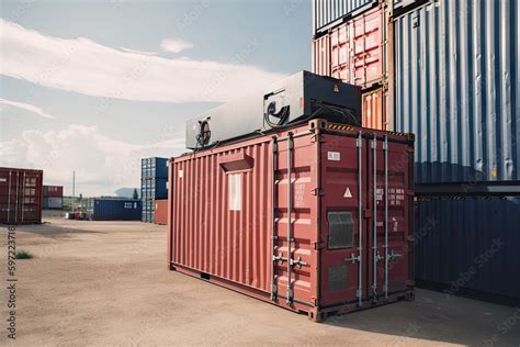 Iot Sensor And Monitoring Equipment Measuring Temperature In Shipping Container To Ensure Safe