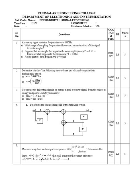 Dsp Assignments 1 Pdf Digital Signal Processing Sampling Signal Processing
