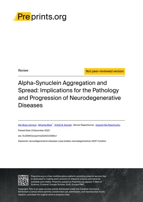 Pdf Alpha Synuclein Aggregation And Spread Implications For The Pathology And Progression Of
