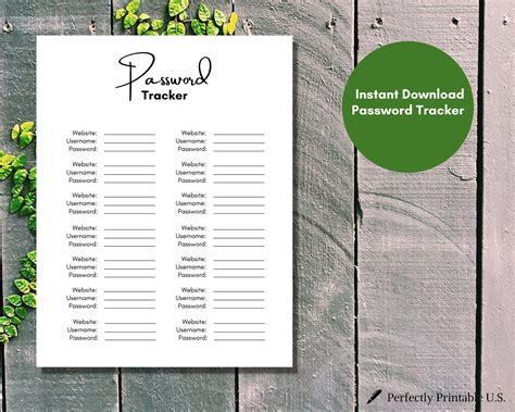 Printable Password Tracker Instant Download Fillable Password Keeper