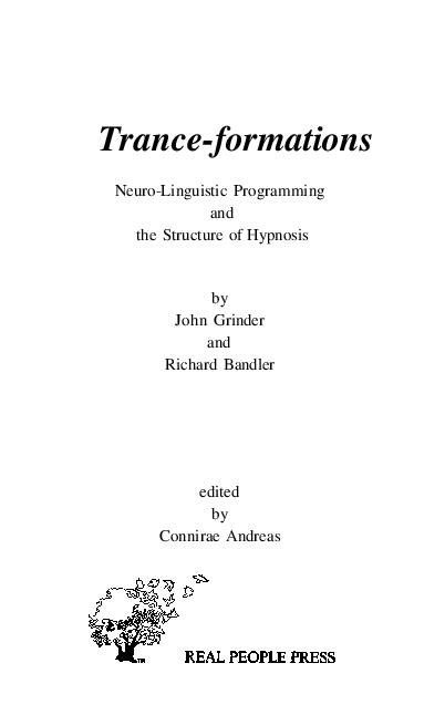 pdf trance formations neuro linguistic programming and the structure