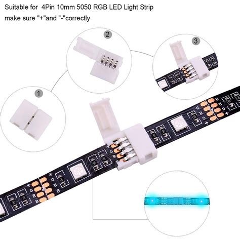 Fridja Led Light Strip Connectors Set For Smd 5050 Multicolor Led Strip 12v 24v For Home
