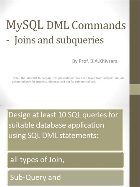 Mysql Joins And Subqueries Examples Pdf Information Retrieval Sql