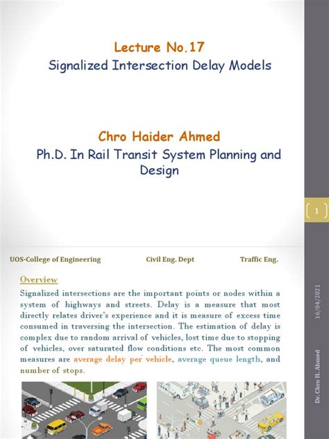 lecture 17 signalized intersection delay pdf intersection road