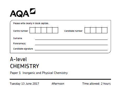 AQA A LEVEL CHEMISTRY FULLY ANNOTATED MARK SCHEME PAPER Teaching Resources
