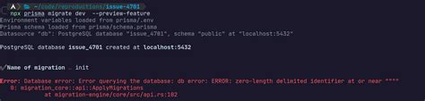 Empty Index Name `error Zero Length Delimited Identifier At Or Near