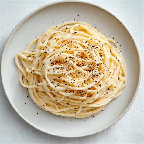Creamy Italian Cacio E Pepe Pasta Dish Served On Plate Noodles Covered