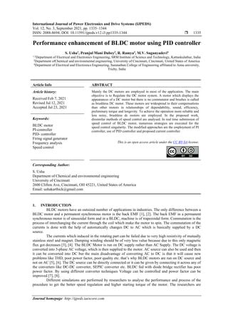 Performance Enhancement Of BLDC Motor Using PID Controller PDF