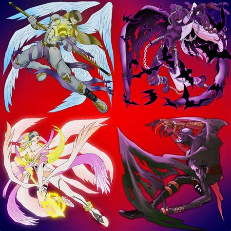 Digimon Angemon Angewomon Devimon LadyDevimon Digimon Anjos