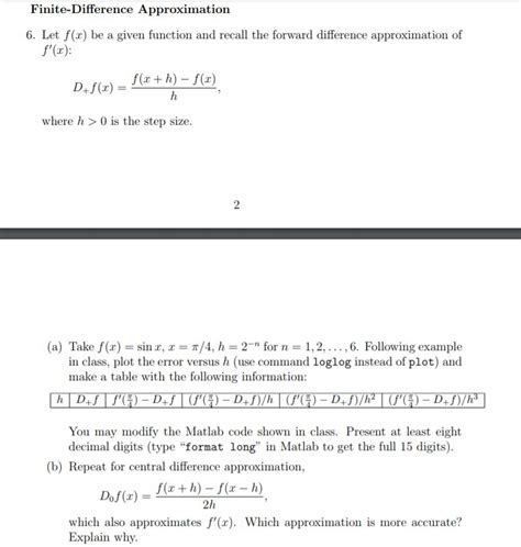 Solved Finite Difference Approximation 6 Let Fx Be A