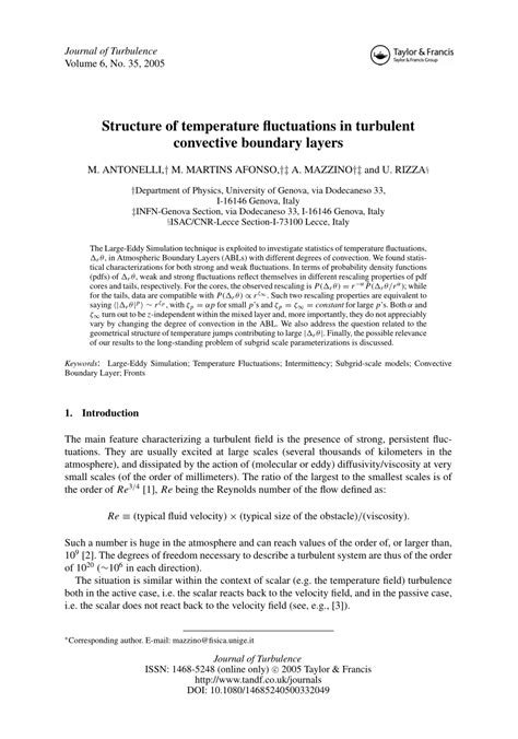 Pdf Structure Of Temperature Fluctuations In Turbulent Convective
