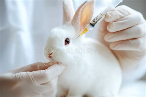 White Rabbit Receiving Injection Veterinary Care And Animal Health