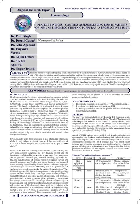 Pdf Platelet Indices Can They Assess Bleeding Risk In Patients Of Immune Thrombocytopenic