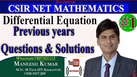 Previous Years Questions Ordinary Differential Equations Lec 1 Csir Net Mathematics Youtube