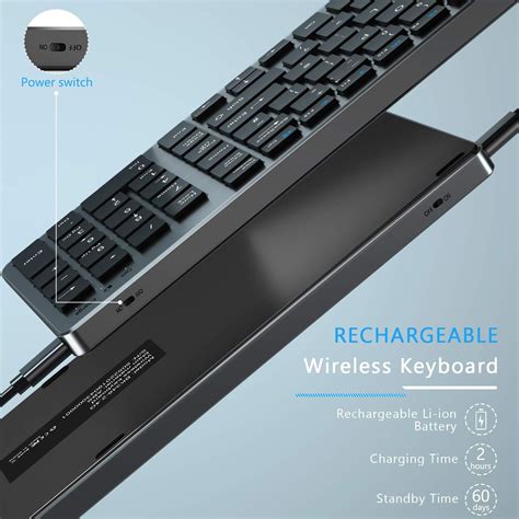 Wireless Keyboard 2 4ghz Ultra Slim Rechargeable Wireless Keyboard With Numeric Keypad For