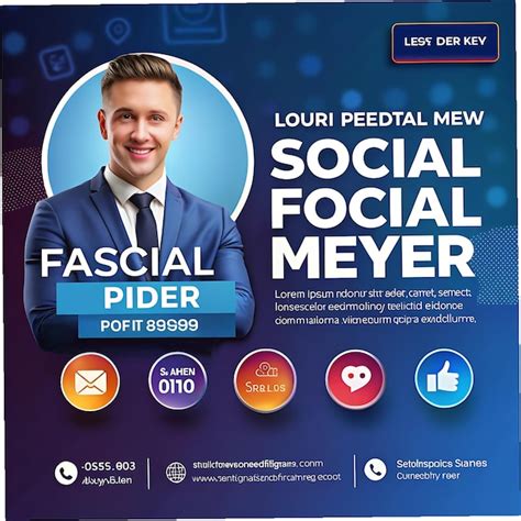 Social Media Meia Flyer With Glowing Social Media Icons Around Premium Ai Generated Image