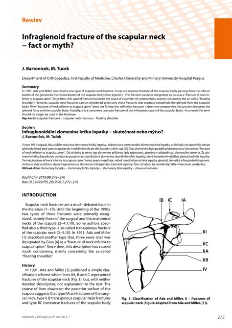 Pdf Infraglenoid Fracture Of The Scapular Neck Fact Or Myth