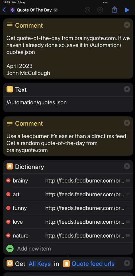 Collect ‘quote Of The Day Daily Into A Json File R Shortcuts