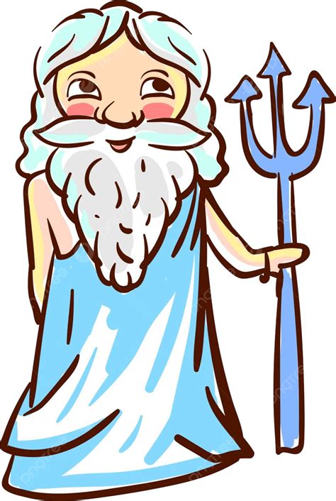 Poseidon Godillustrationvector On White Background Crown Trident