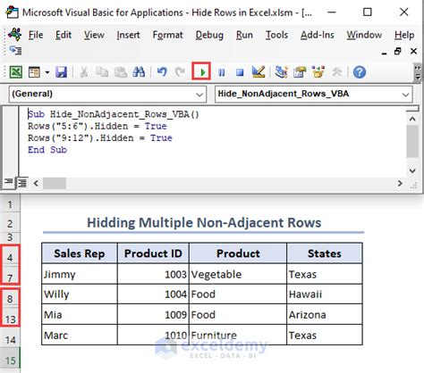 Hide Rows In Excel Using Shortcuts Commands And Vba