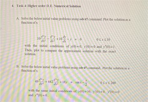 solved 4 task 4 higher order d e numerical solution a