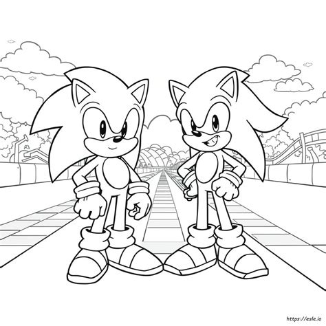 Dibujos De Sonic Clásico Y Sonic Moderno Para Colorear