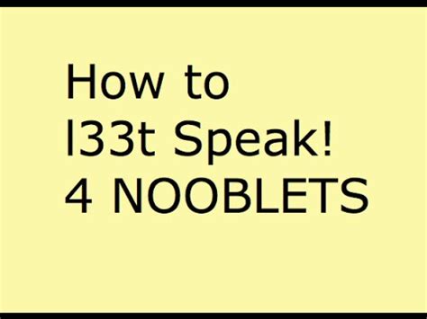 How To L33t Speak YouTube
