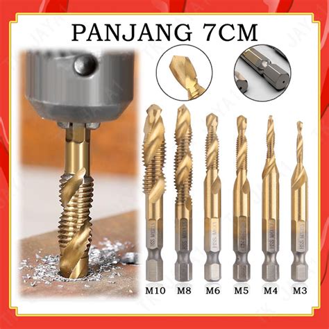 Jual Mata Bor Multifungsi 6 Pcs Mata Bor Pembuat Ulir Drat Drill Tap Set M3 M10 Set Hex Twist