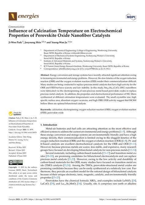 Pdf Influence Of Calcination Temperature On Electrochemical Properties Of Perovskite Oxide
