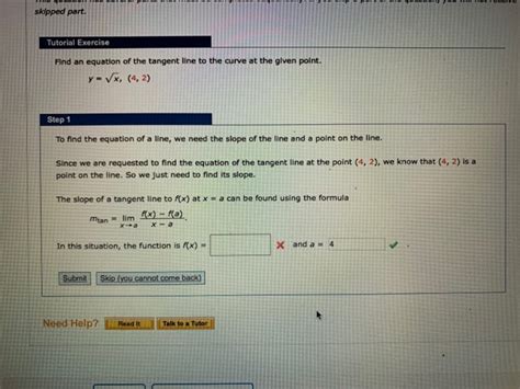 solved skipped part tutorial exercise find an equation of