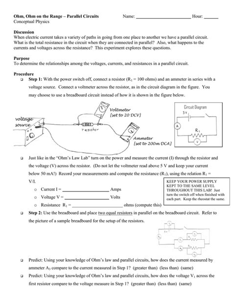 Parallel Circuits Lab Ohm S Law Resistance
