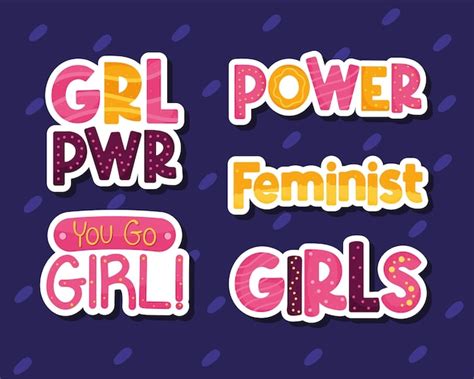 Cinco Letras De Girl Power Vector Premium