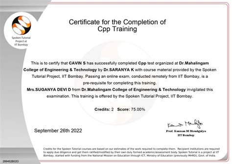 Cavin S On Linkedin Cpptraining Iitbombay Spokentutorial Drmahalingamcollege