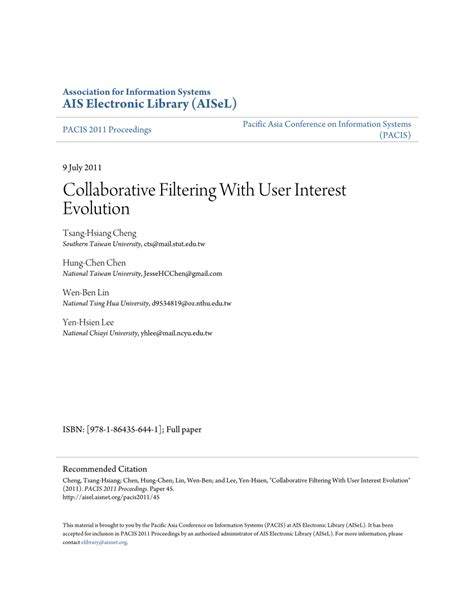 pdf collaborative filtering with user interest evolution