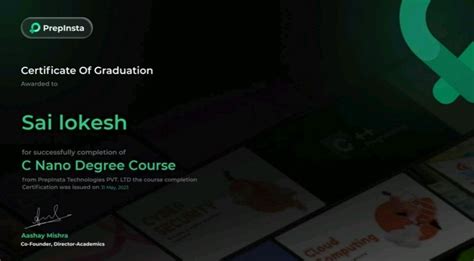 sai lokesh on linkedin completed c nano degree course on prepinsta