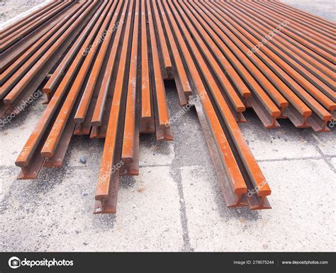 Closeup View Stacked Rusty Rails Stock Photo Zoltanmajor 278075244