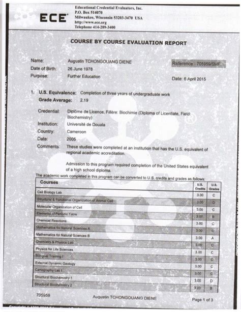 Ece Transcript Evaluation Augustin Tchongouang Diene