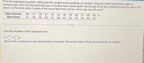 solved find the regression equation letting the first