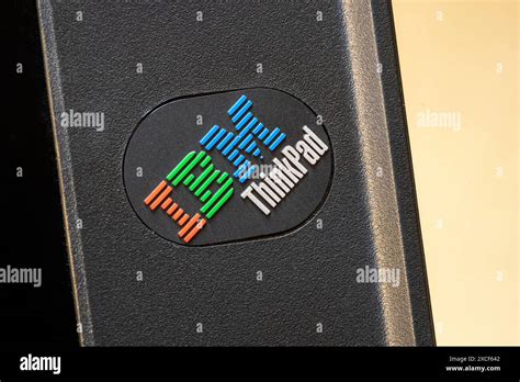 Old Ibm Thinkpad Logo Symbol On An Old Pre Lenovo Think Pad Laptop Symbol Object Closeup Detail