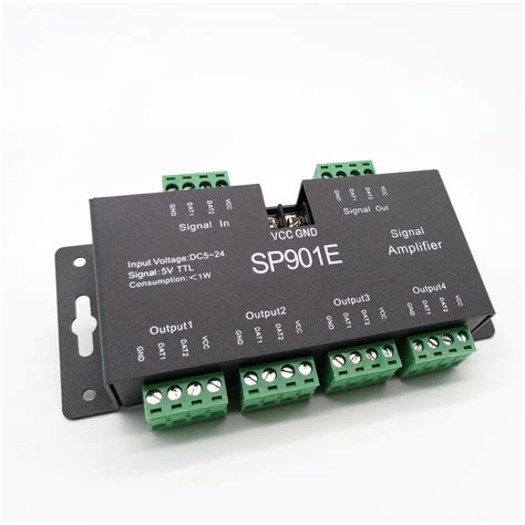sp901e 5 groups ttl spi signal amplifier dc5 24v input in rgb