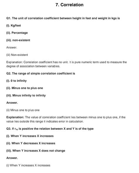 Mp Board Solution Class 11th Statistic Economics Chapter 7 Correlation