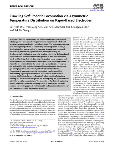 Crawling Soft Robotic Locomotion Via Asymmetric Temperature Distribution On Paper‐based Electrodes