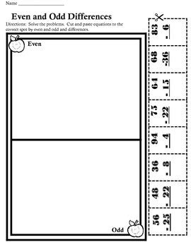 Even And Odd Sums Differences By Kimberly Miner TPT