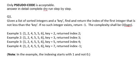 Solved Only PSEUDO CODE Is Acceptable Answer In Detail Chegg Com