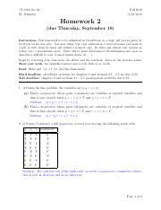 Hwk 2 Sol 2 Pdf CS 5002 01 02 W Schnyder Fall 2019 9 12 2019 Homework 2 Due Thursday