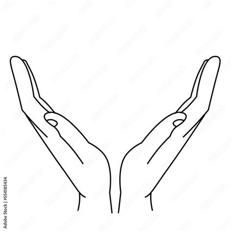 Hand Drawn Outline Cupped Hands Stock Illustration Adobe Stock