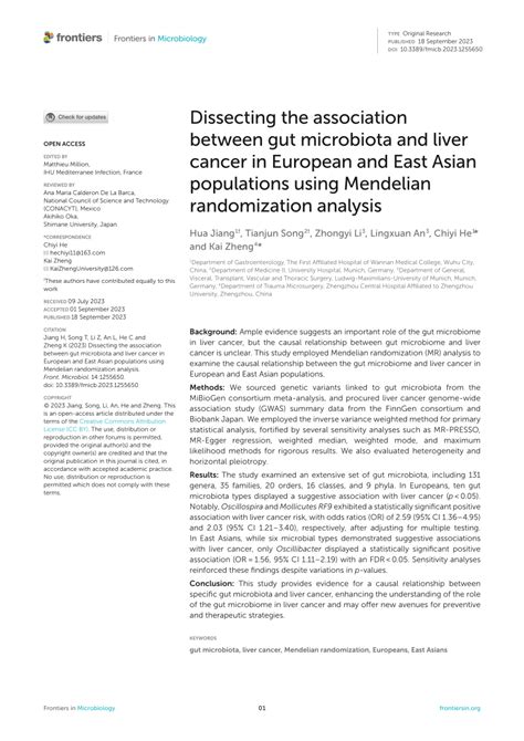 Pdf Dissecting The Association Between Gut Microbiota And Liver Cancer In European And East