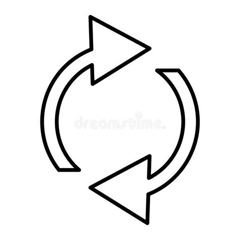 Refresh Thin Line Icon Rotation Arrows Vector Illustration Isolated On White Stock Vector