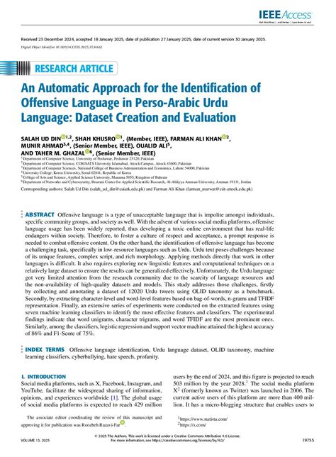 An Automatic Approach For The Identification Of Offensive Language In Perso Arabic Urdu Language