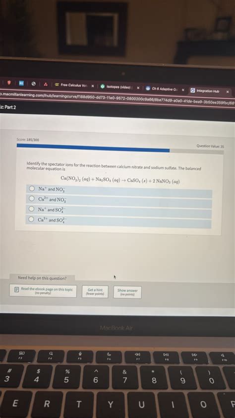 Identify The Spectator Ions For The Reaction Between Calcium Nitrate And